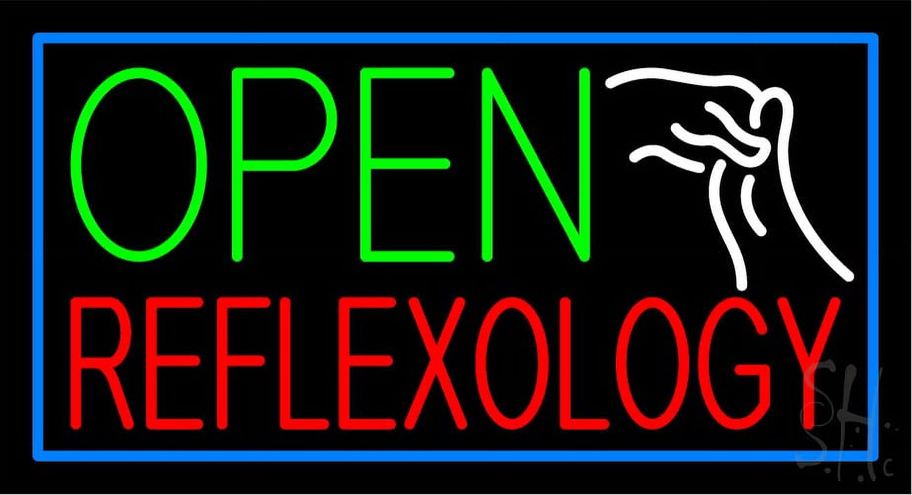 Open Reflexology LED Neon Sign 20 x 37 - inches, Black Square Cut ...