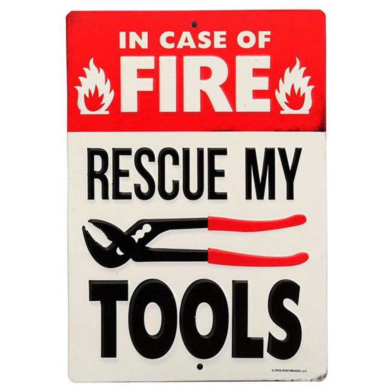 Open Road Brands 90168928-S Rescue My Tools Rustic Embossed Tin Sign ...