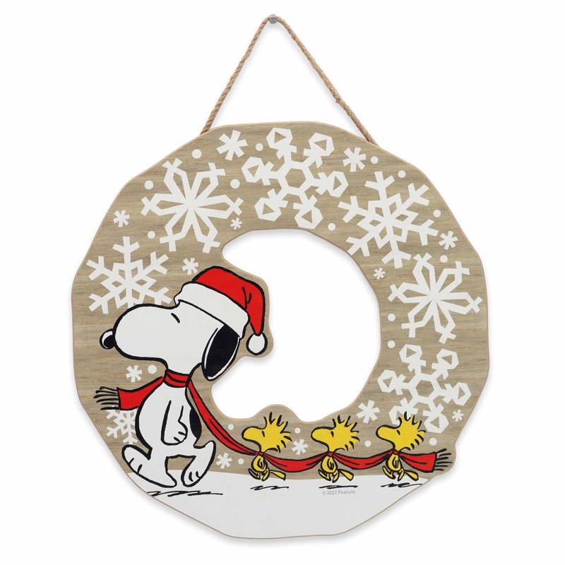 Open Road Brands Peanuts Snoopy & Woodstock Snowflake Wreath Christmas ...