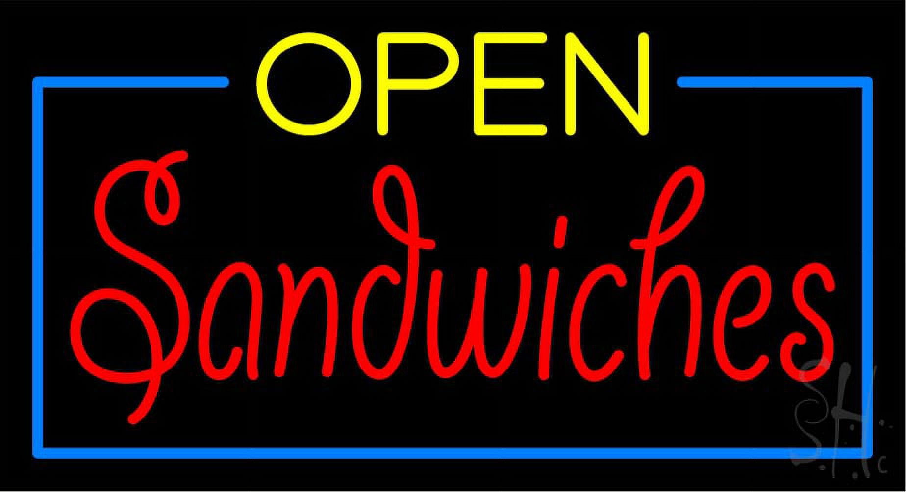 Open Sandwiches with Yellow Border LED Neon Sign 20 x 37 - inches ...