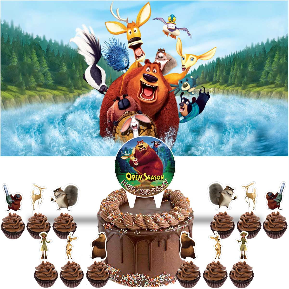 Open Season Birthday Supplies Plates Decorations Decor Backdrop Banner ...