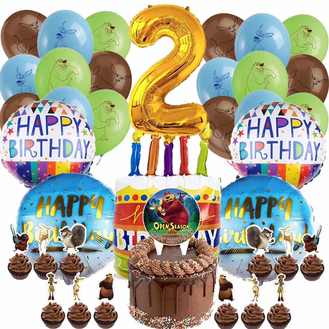 Open Season Party Supplies 2nd Decor Kit Balloons Birthday Cake Topper ...