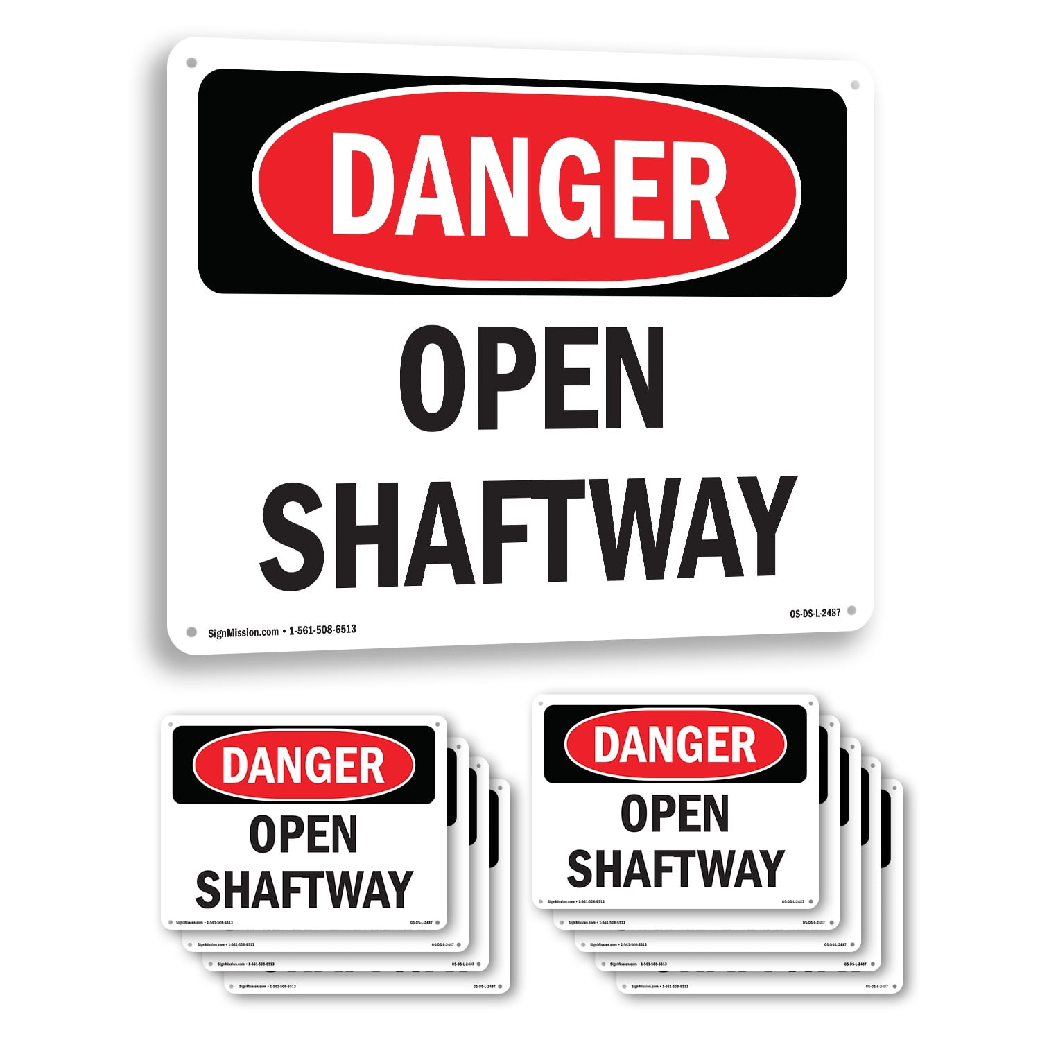 Open Shaftway OSHA Danger Aluminum Sign 24 Inch x 18 Inch - 10 Pack ...