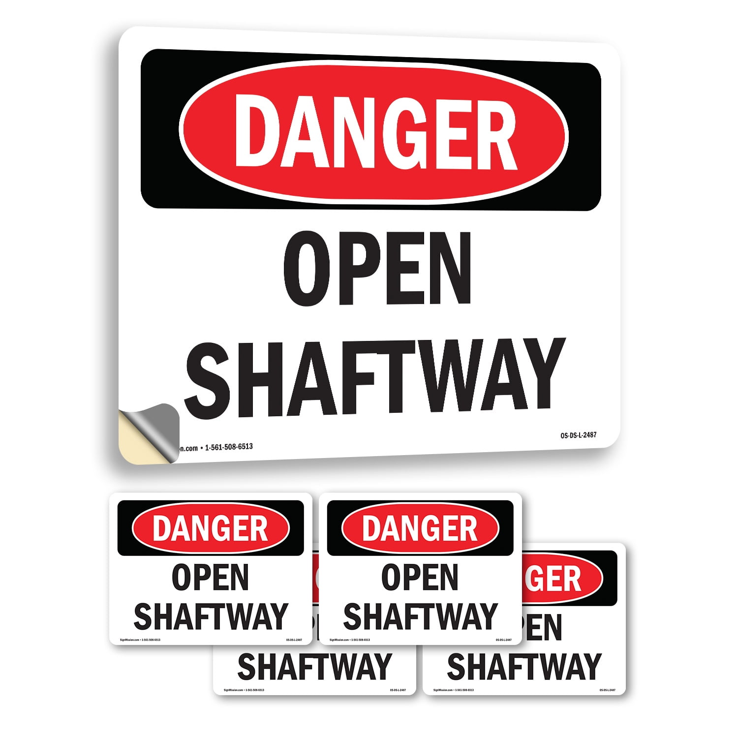Open Shaftway OSHA Danger Vinyl Decal Label 7 Inch x 5 Inch - 5 Pack ...