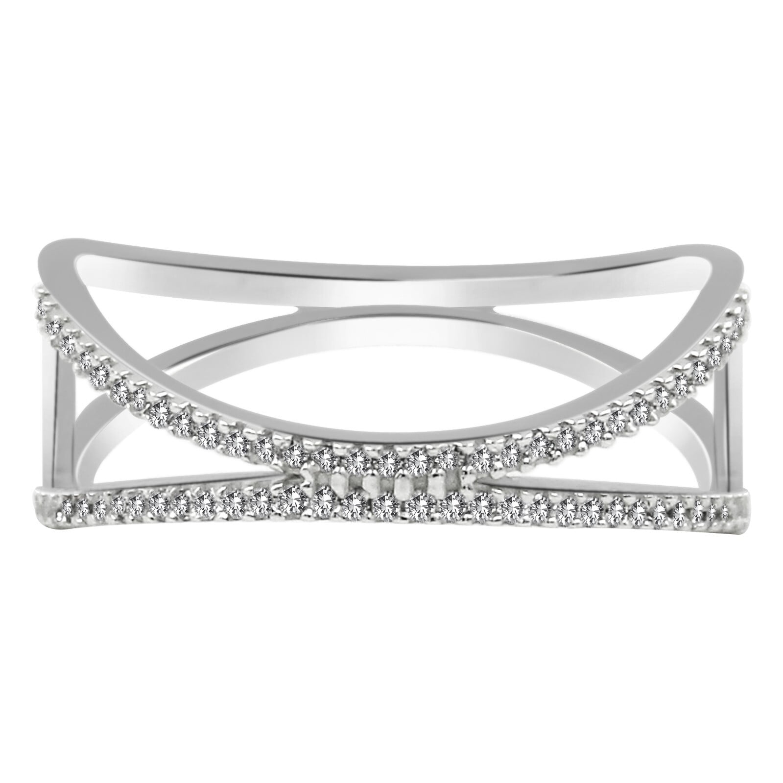 Open Shank Diamond Ring, Opposite Curved Diamond Engagement Ring, Pave ...