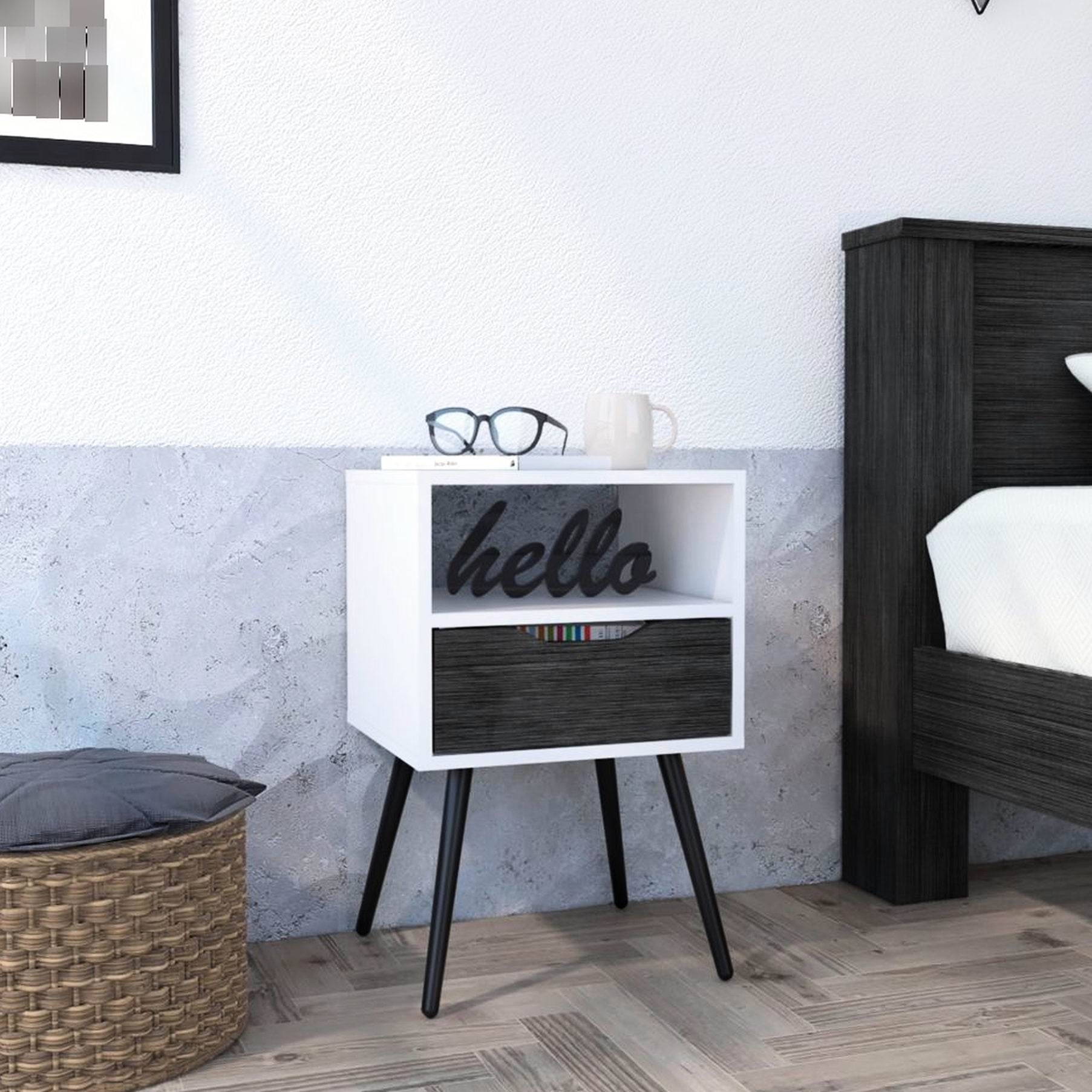 Open Shelf & Drawer Combination - Nightstand in Hotel Room for ...