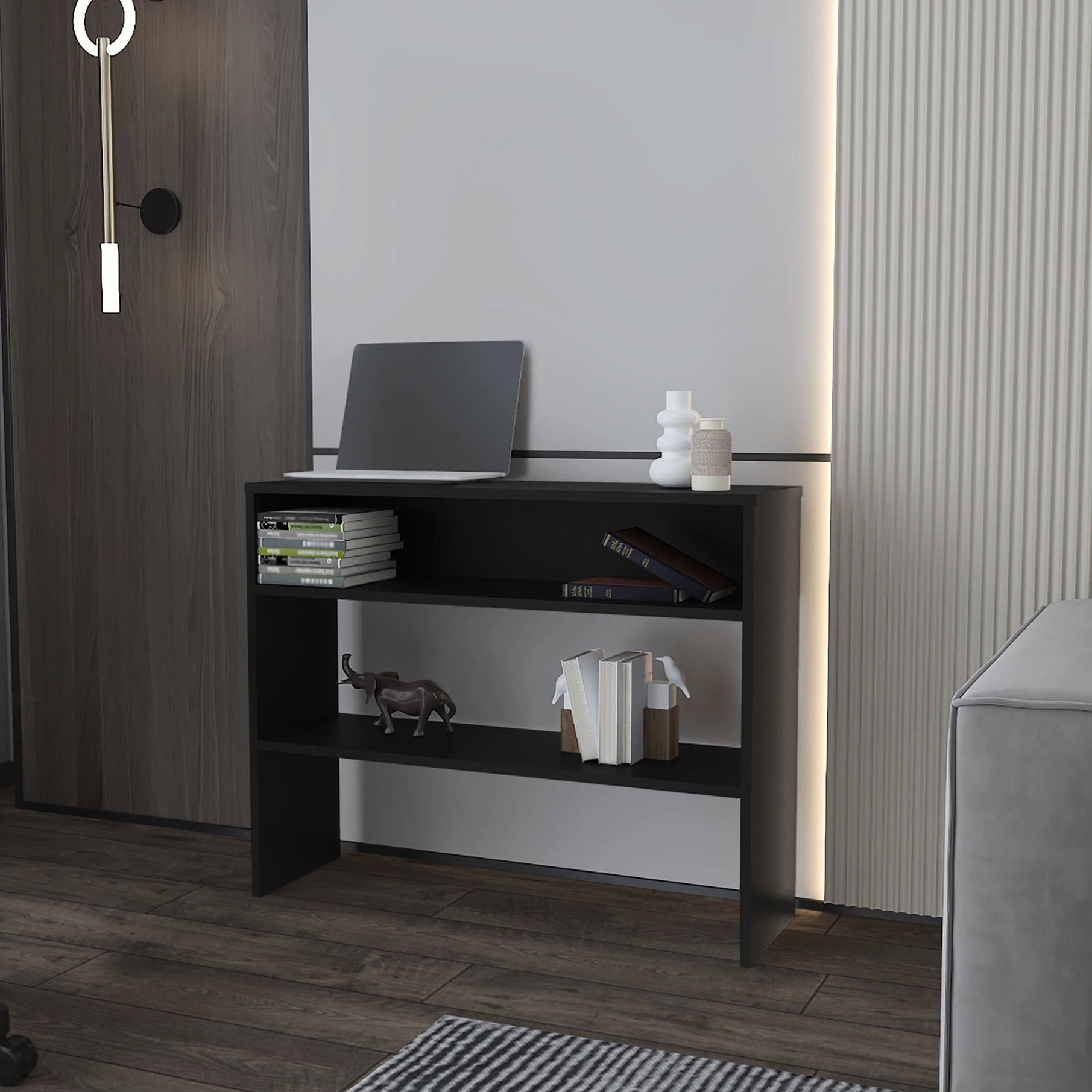 Open - Shelved Black Table - Display Books and Decor - Primary Living ...