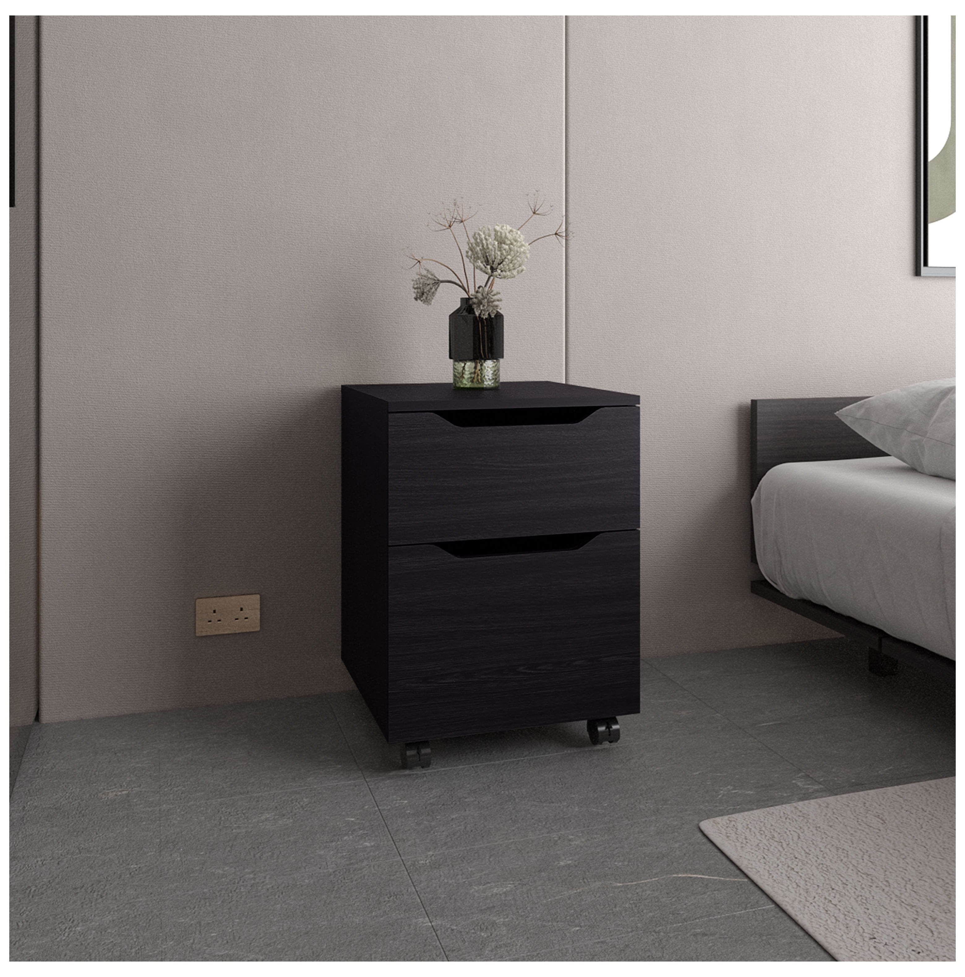 Open Shelves Nightstand With One Door, Modern Bedside Table For Bedroom ...