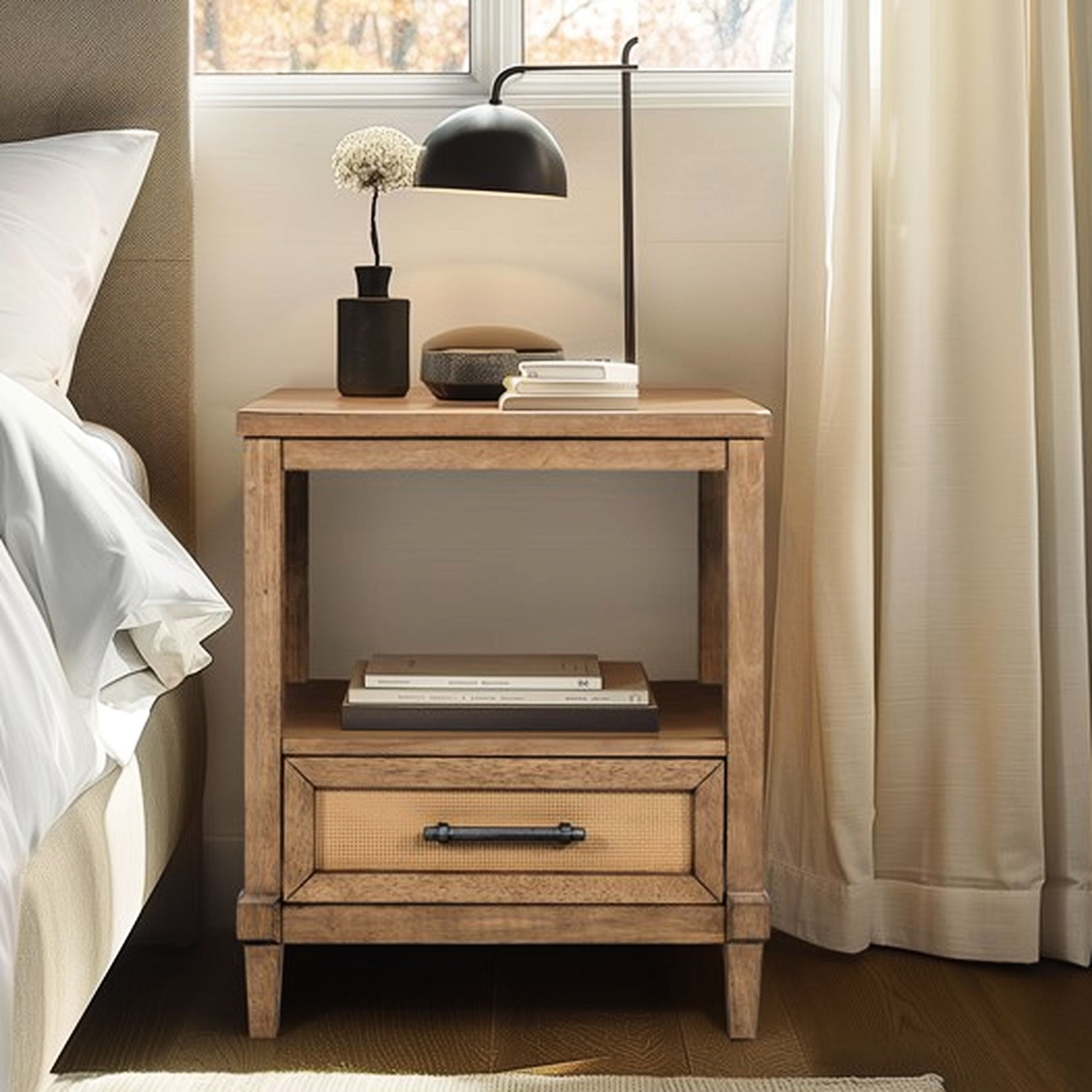 Open Shelving Feature / Bedroom Nightstand Function / Adjustable for ...