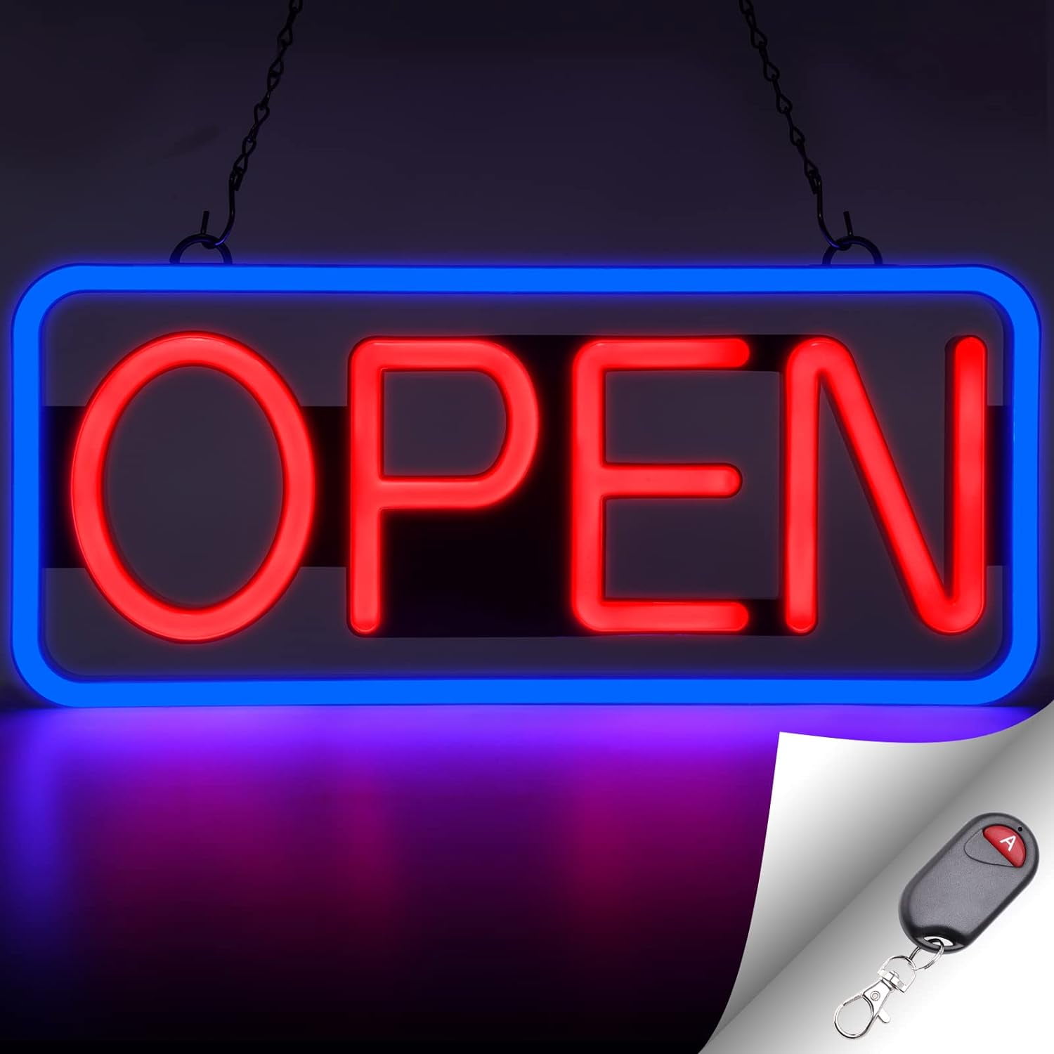 Open Sign for Business with Remote Large 21''x10'' Ultra Bright LED ...