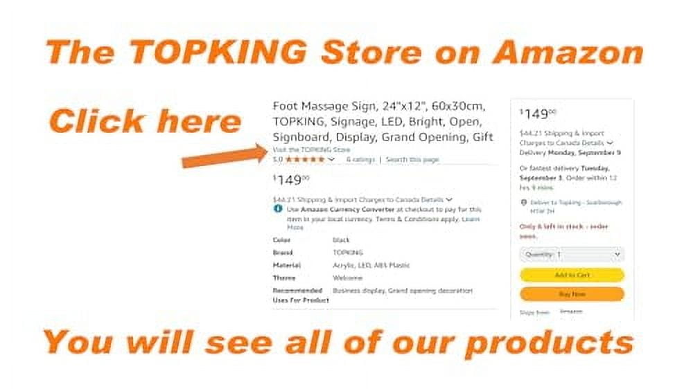 Open Sign Vertical, 10"x19", 24x48cm, TOPKING, LED, Neon, Florescent ...