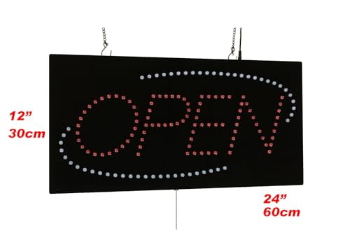 Open Sign with Blue Oval, 24"x12", 60x30cm TOPKING Signage LED Bright ...
