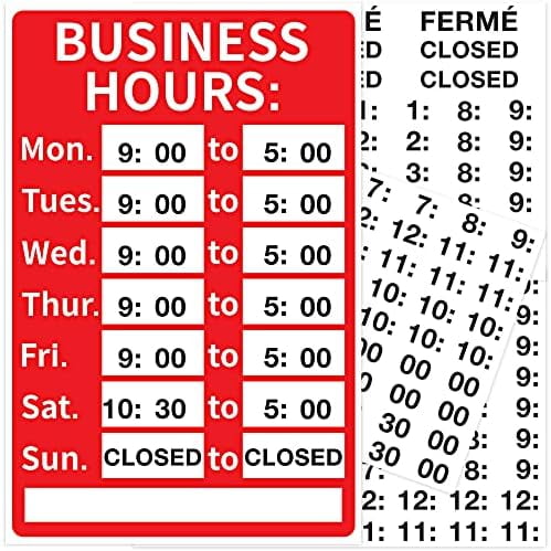 Open Signs, Store Business Hours Sign, Durable Letters Numbers Store ...