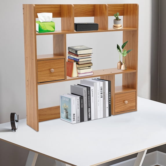 Open Storage Compartment Desktop Bookshelf Home Office Desk Organizer ...