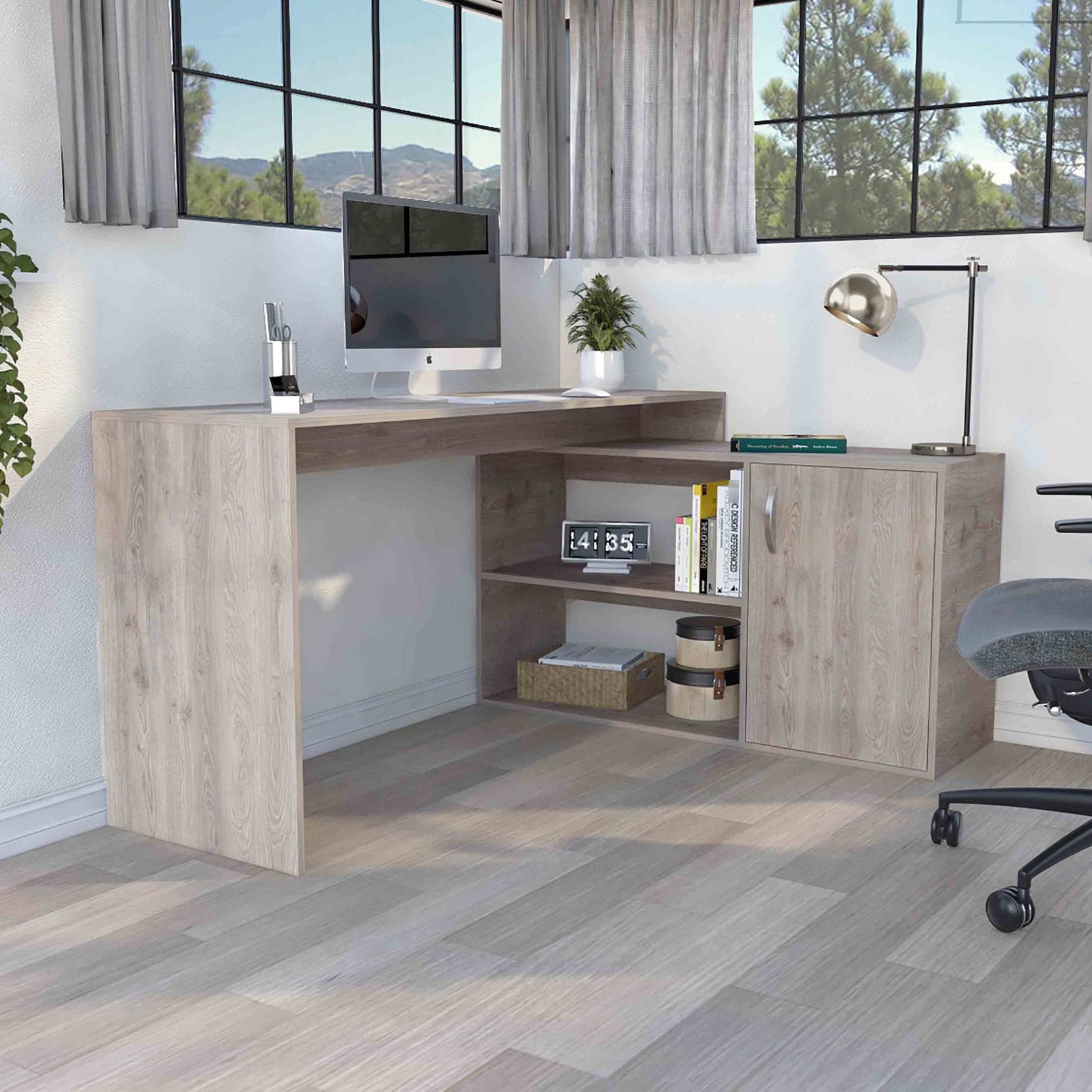 Open Storage Feature | Modern Computer Desk, Office | Keep Items ...