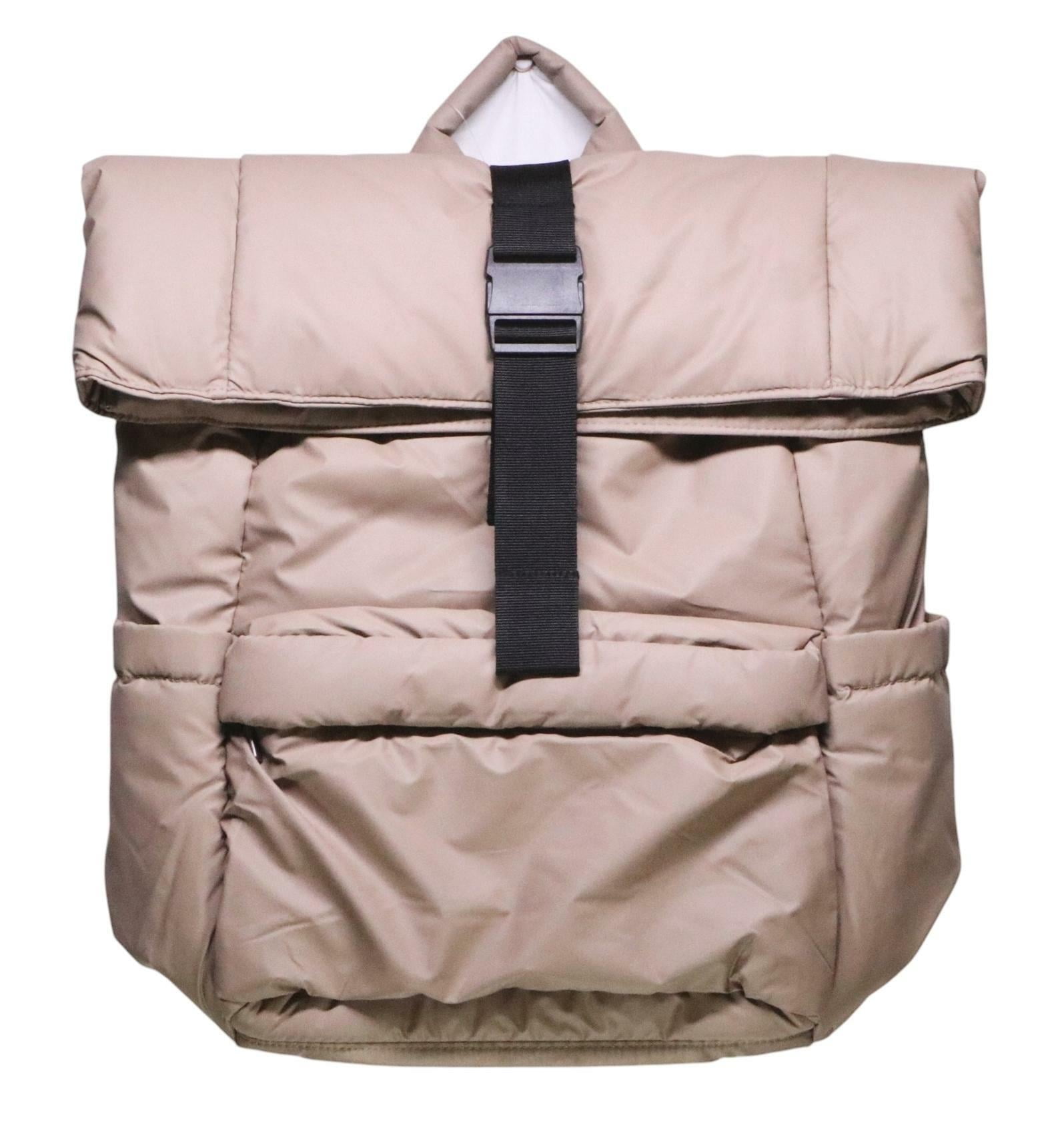 Open Story 16" Puffer Backpack with Roll-Top - Tan - Walmart.com