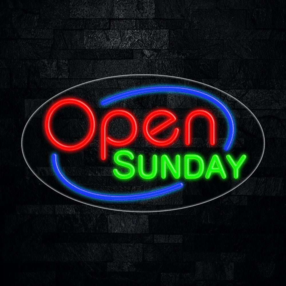 Open Sunday LED Neon Sign 28"L x 16"H #34465 - Walmart.com