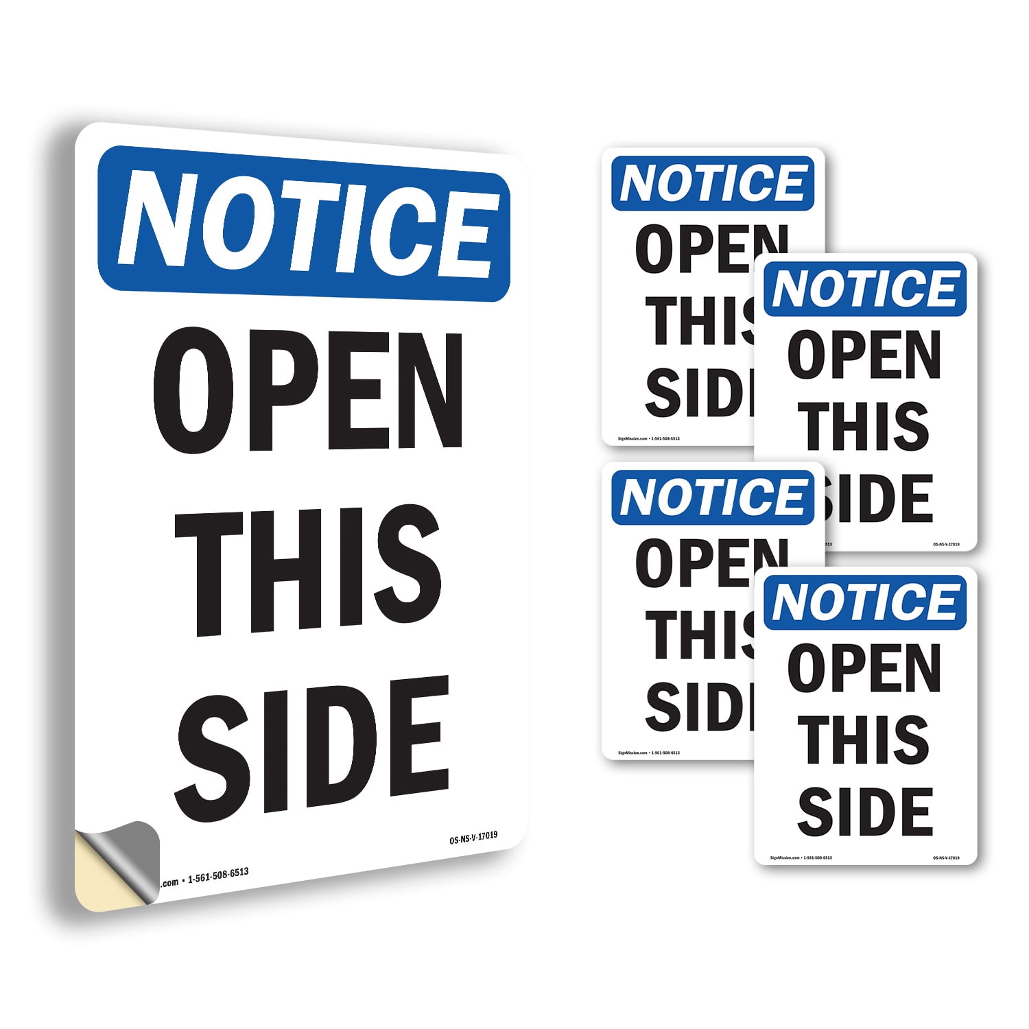 Open This Side OSHA Notice Vinyl Decal Label 10 Inch x 7 Inch - 5 Pack ...