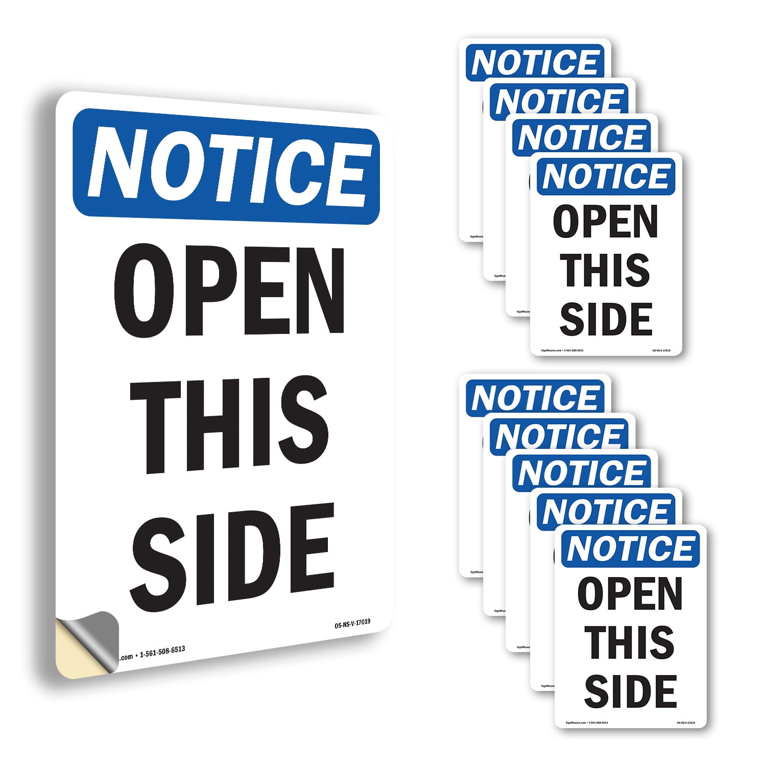 Open This Side OSHA Notice Vinyl Decal Label 24 Inch x 18 Inch - 10 ...