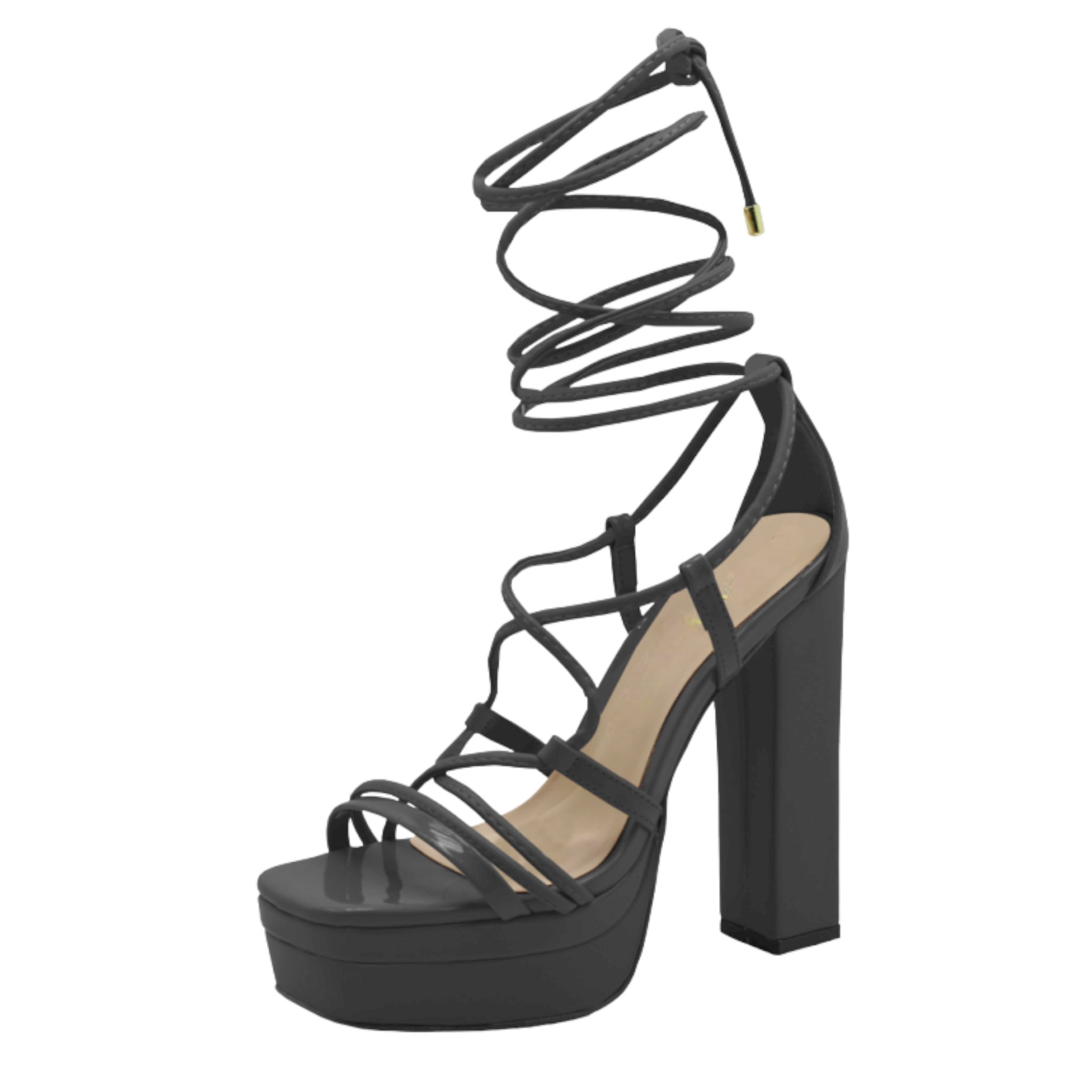 Open Toe Ankle Tie Up Platform Heels - Walmart.com