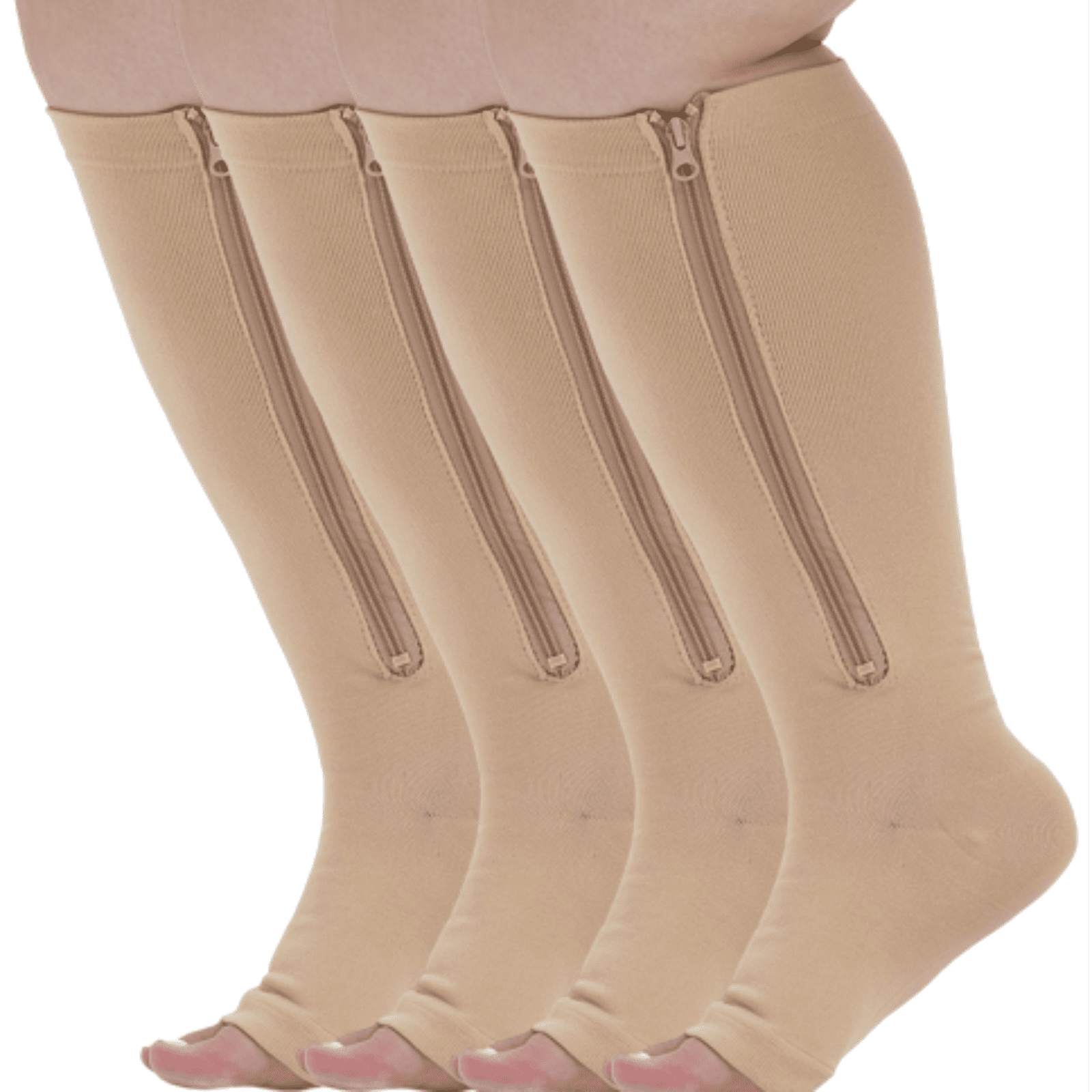 Open Toe Compression Socks Women & Men: 2 Pairs Plus Size Compression ...