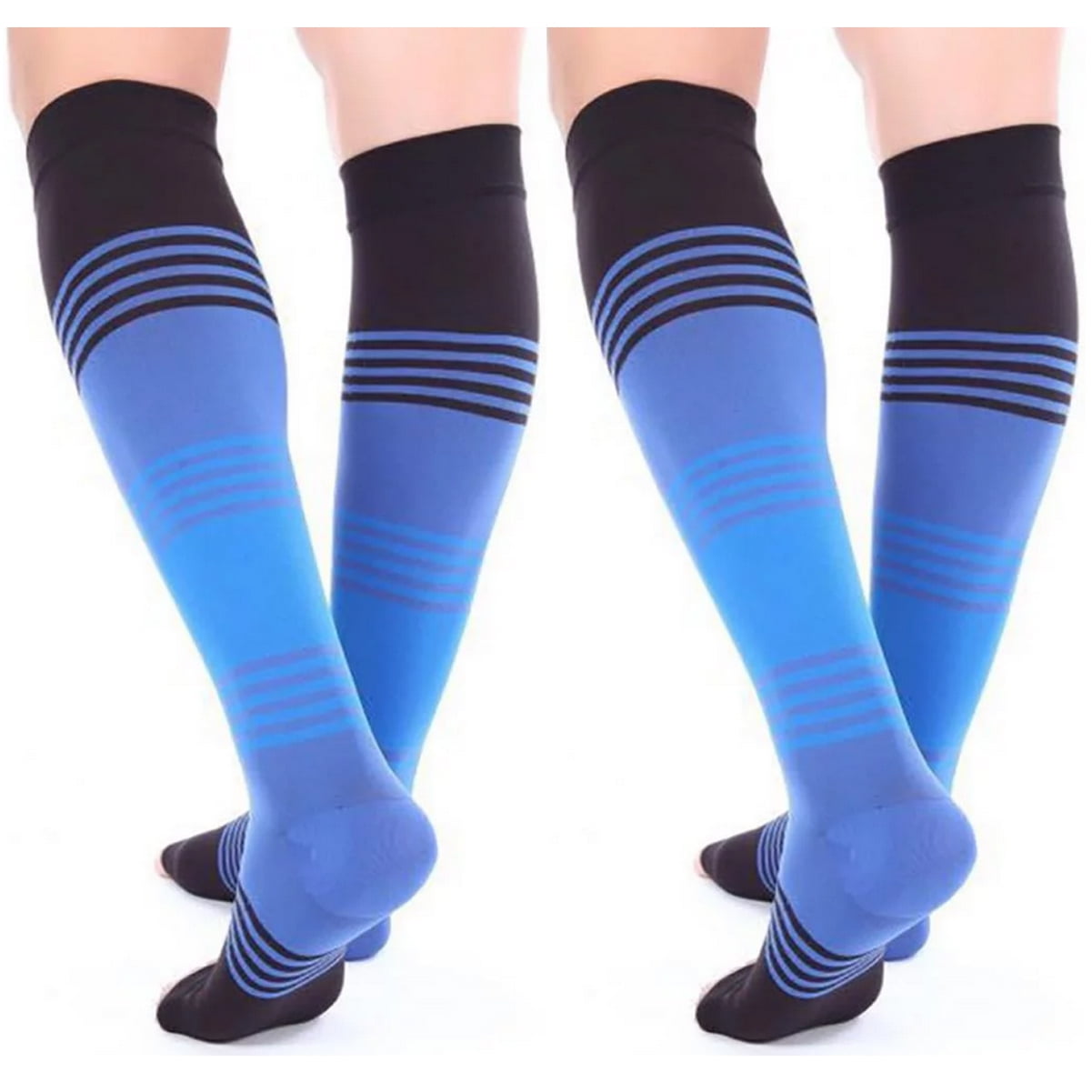 Open Toe Compression Socks for Women - 2 Pairs 20-30 mmHg Knee High ...