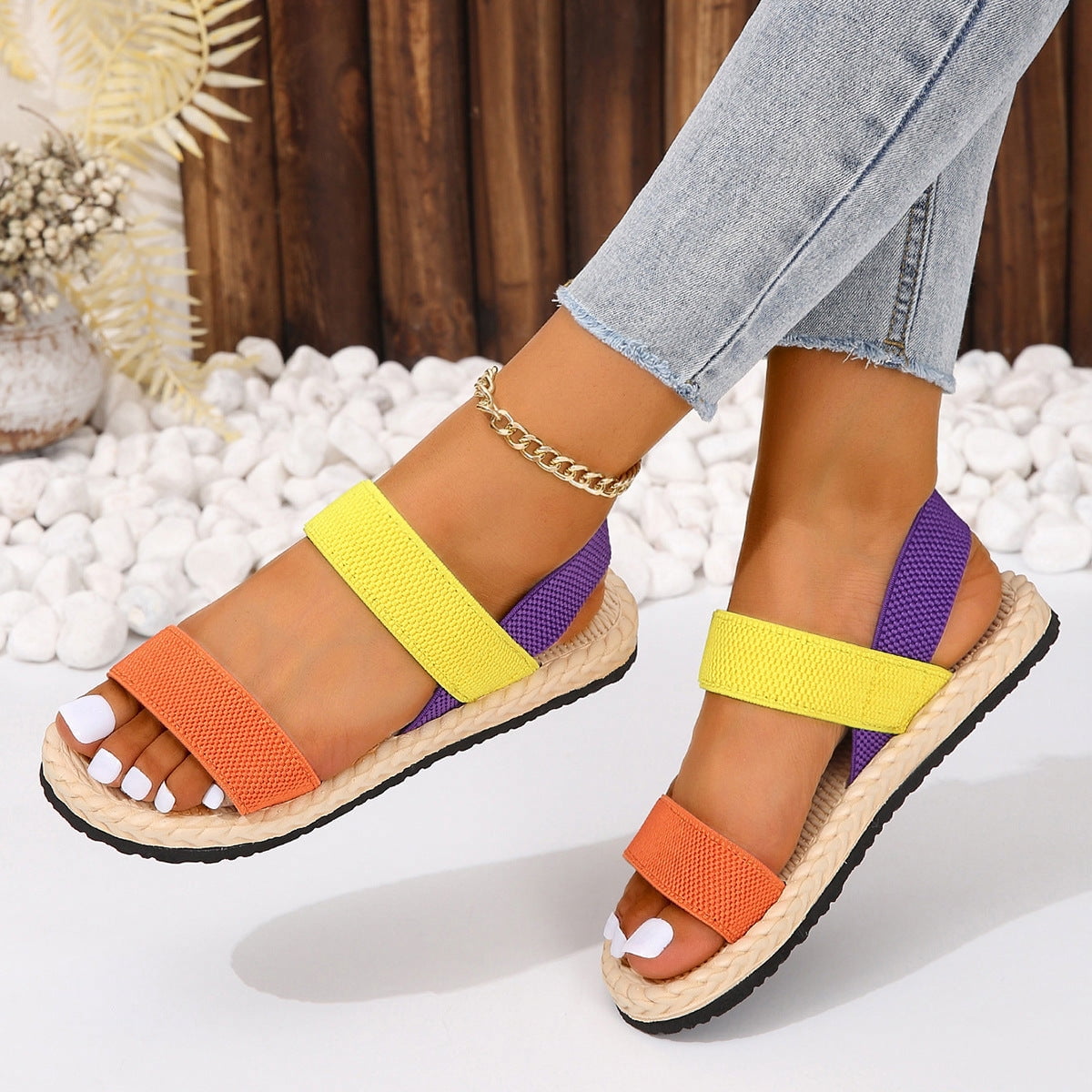 Open Toe Flat Sandals - Walmart.com