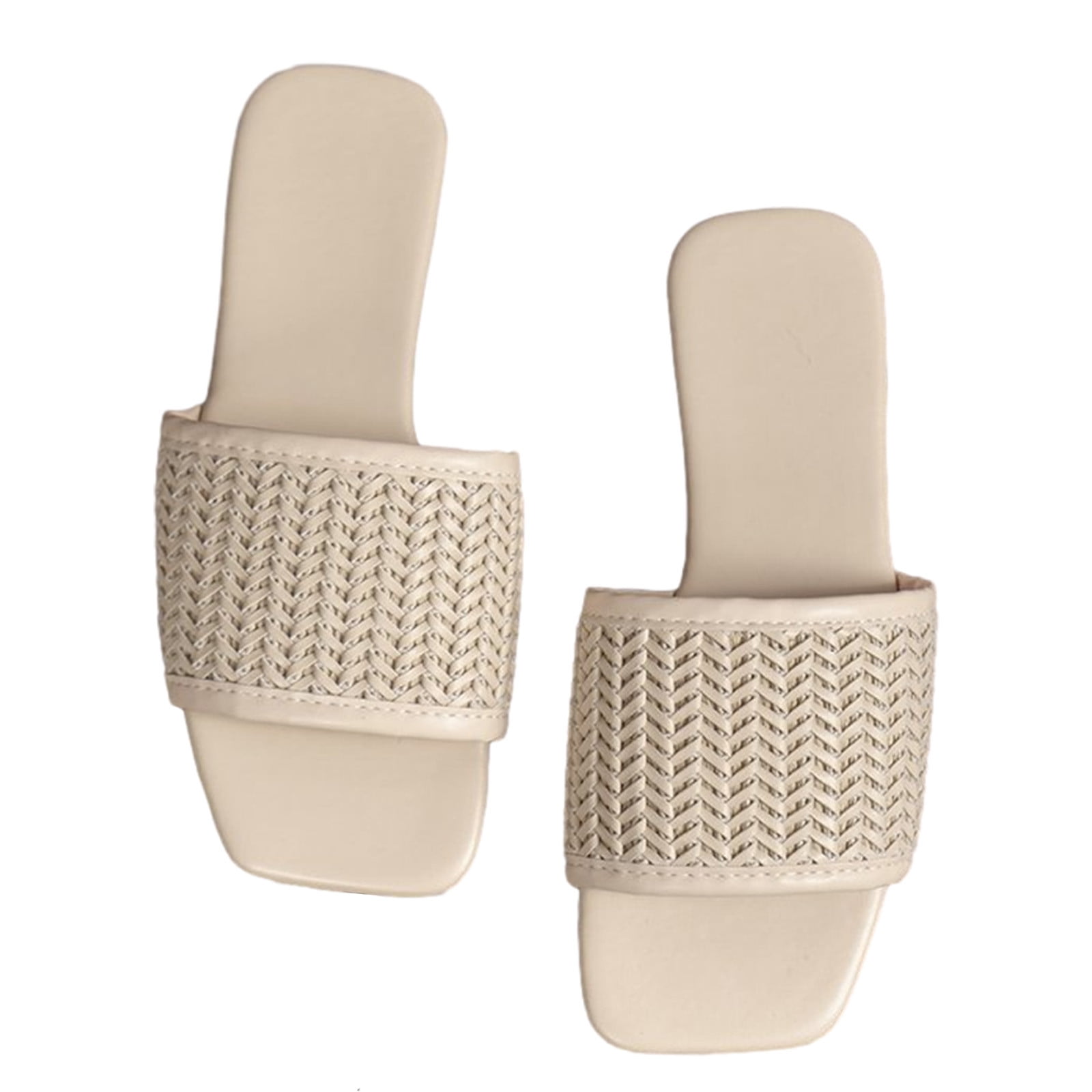 Open Toe Flat Slide Sandal for Women Braided Fashion Slip On Slides ...