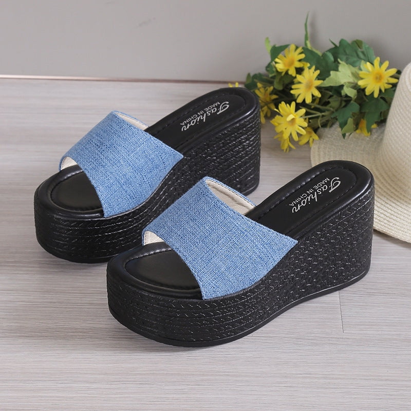 Open Toe Mid Heel Wedge Sandals - Walmart.com