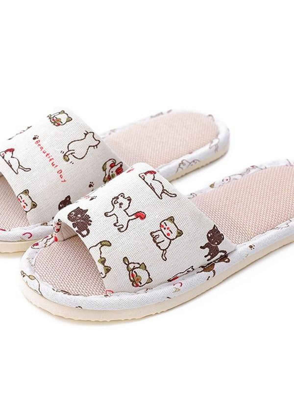 Open Toe Slippers Indoor Soft Foam Linen Slippers Washable for Men and ...