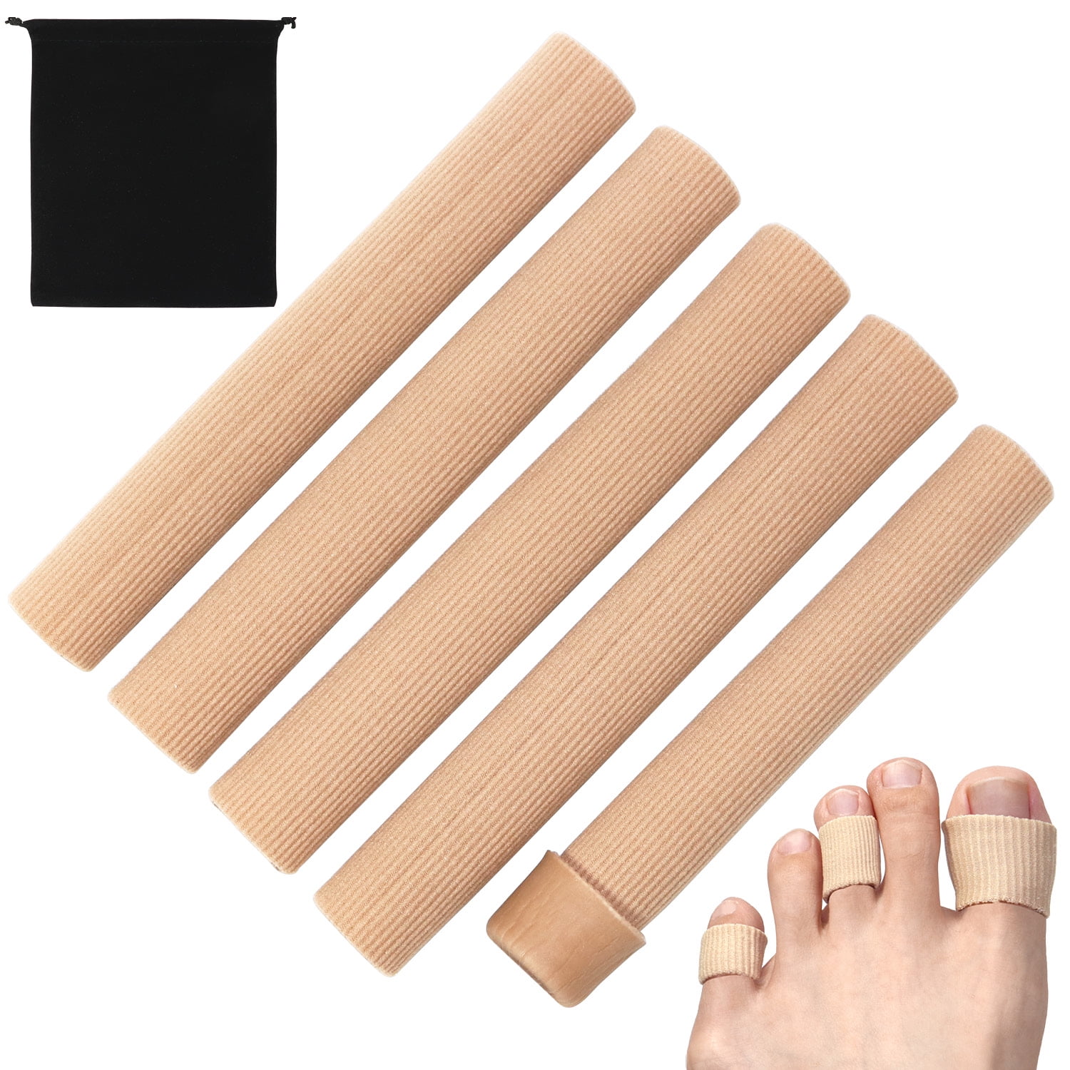 Open Toe Tubes Sleeves Protector Cushions, Fabric Silicone Gel Lining ...