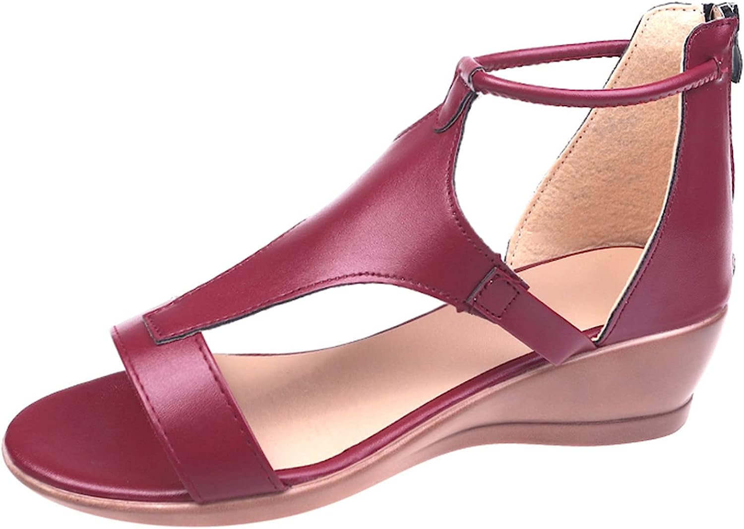 Open Toe Wedge Sandals For Women Dressy Casual Summer Zipper Back ...