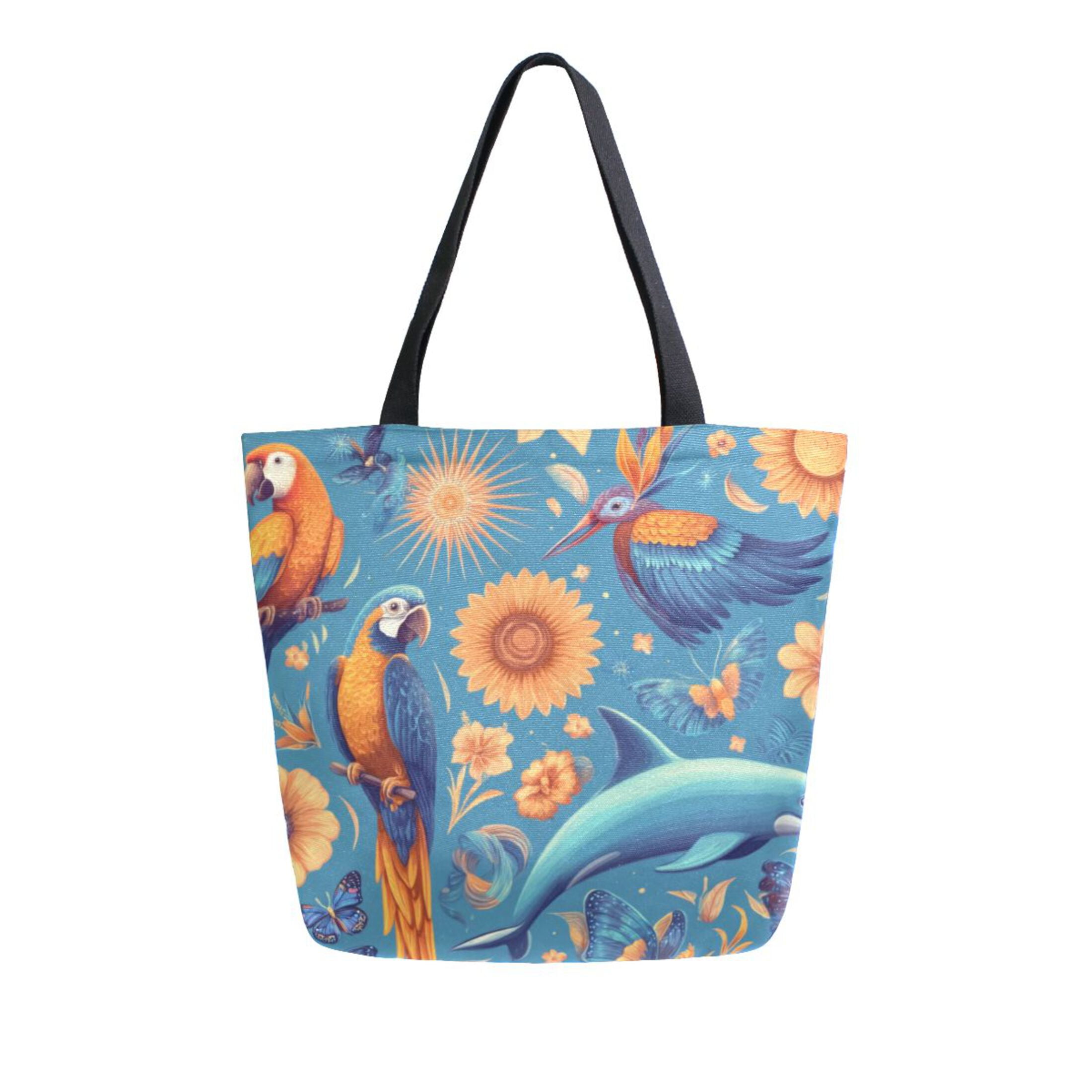 Open Top Canvas Tote Bag with Zipper Reusable Shopping Bag 13.5x15 ...