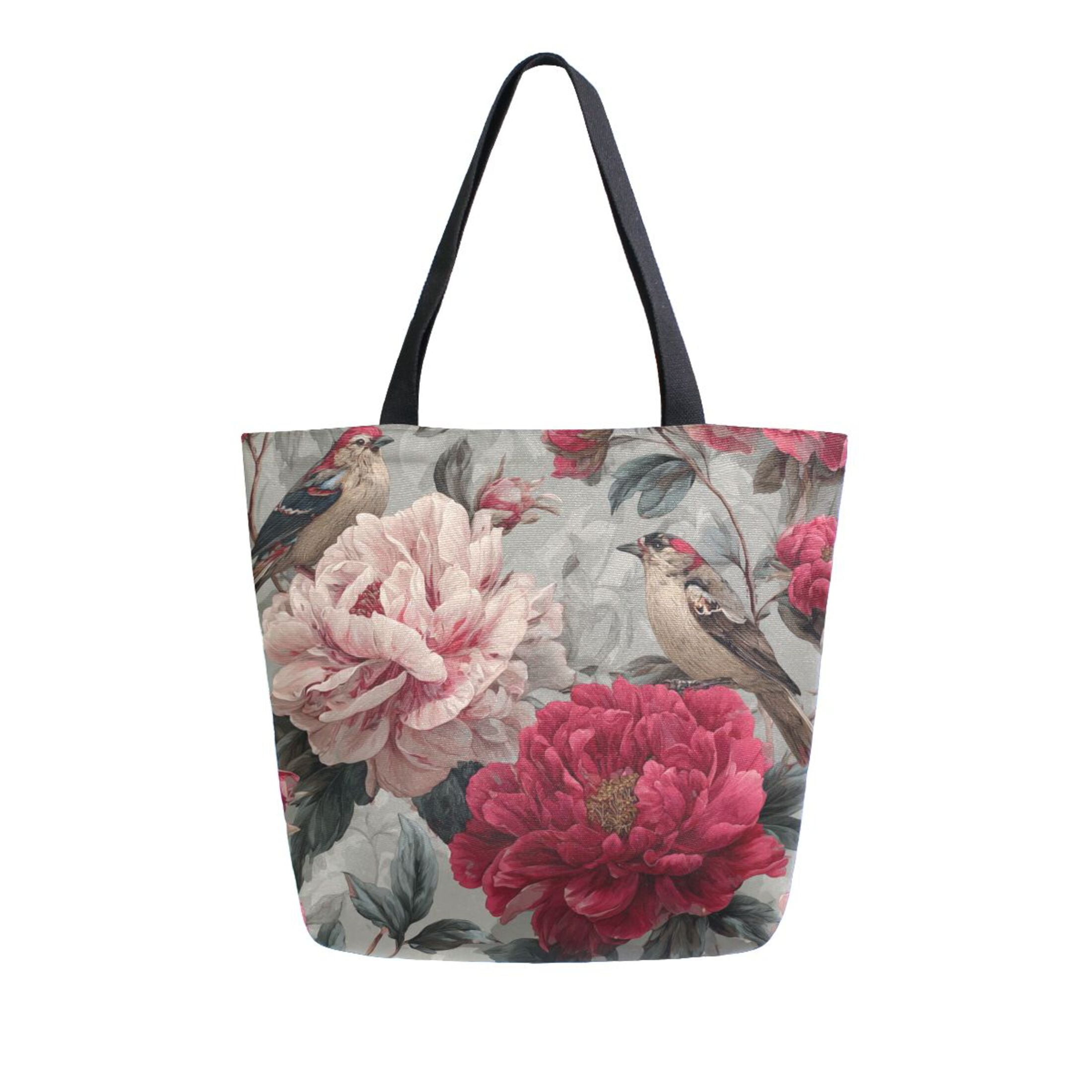 Open Top Canvas Tote Bag with Zipper Reusable Shopping Bag 13.5x15 ...