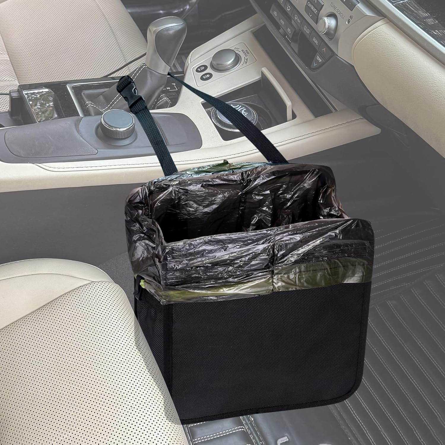 Open-Top Car Trash Can, Large Capacity Hanging Car Trash Bag with Water ...