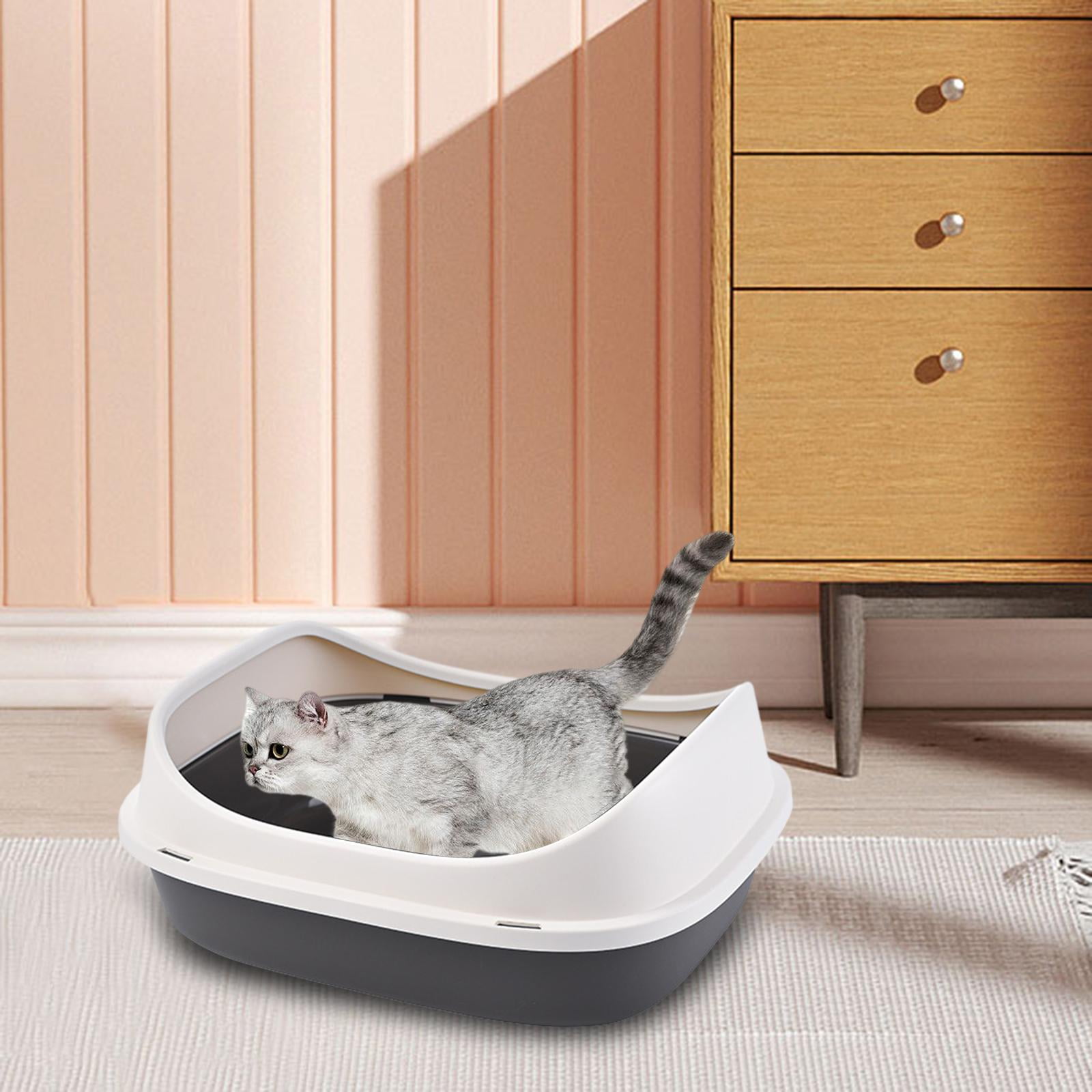 Open Top Cat Litter Box Litter Pan ,Pet Bedpan, Sturdy Deep Loo ,Potty ...