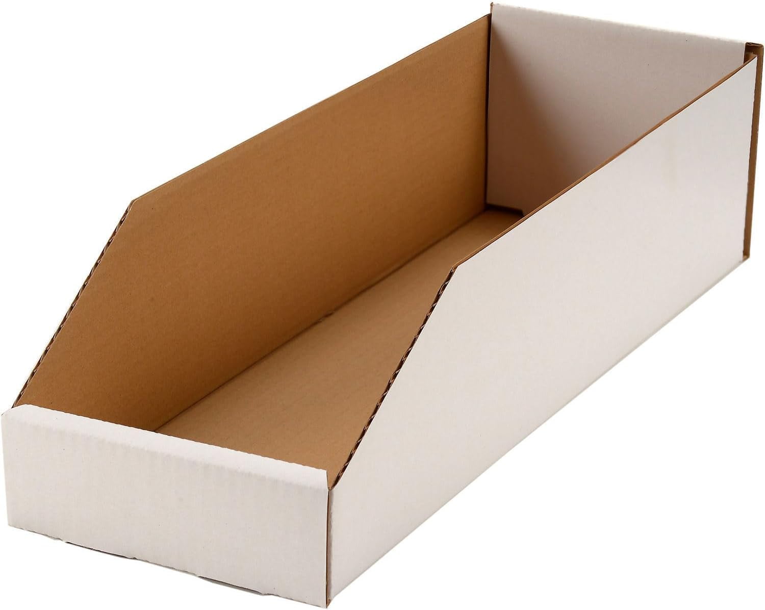Open Top Corrugated Bin Box, 6"W x 18"D x 4-1/2"H, White, Lot of 50 ...