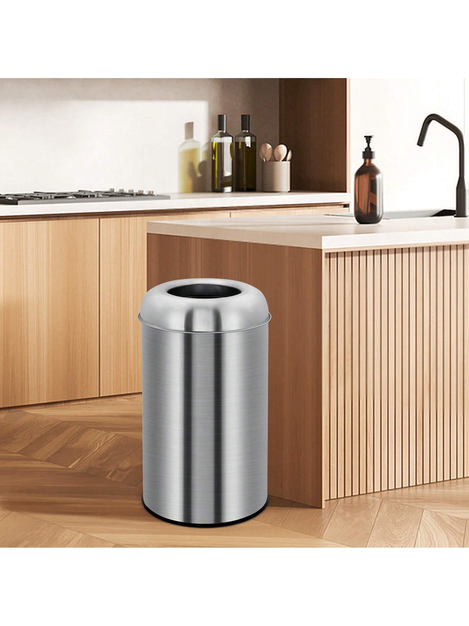 Open Top Trash Can, Outdoor Indoor Round Garbage Can With Removable ...