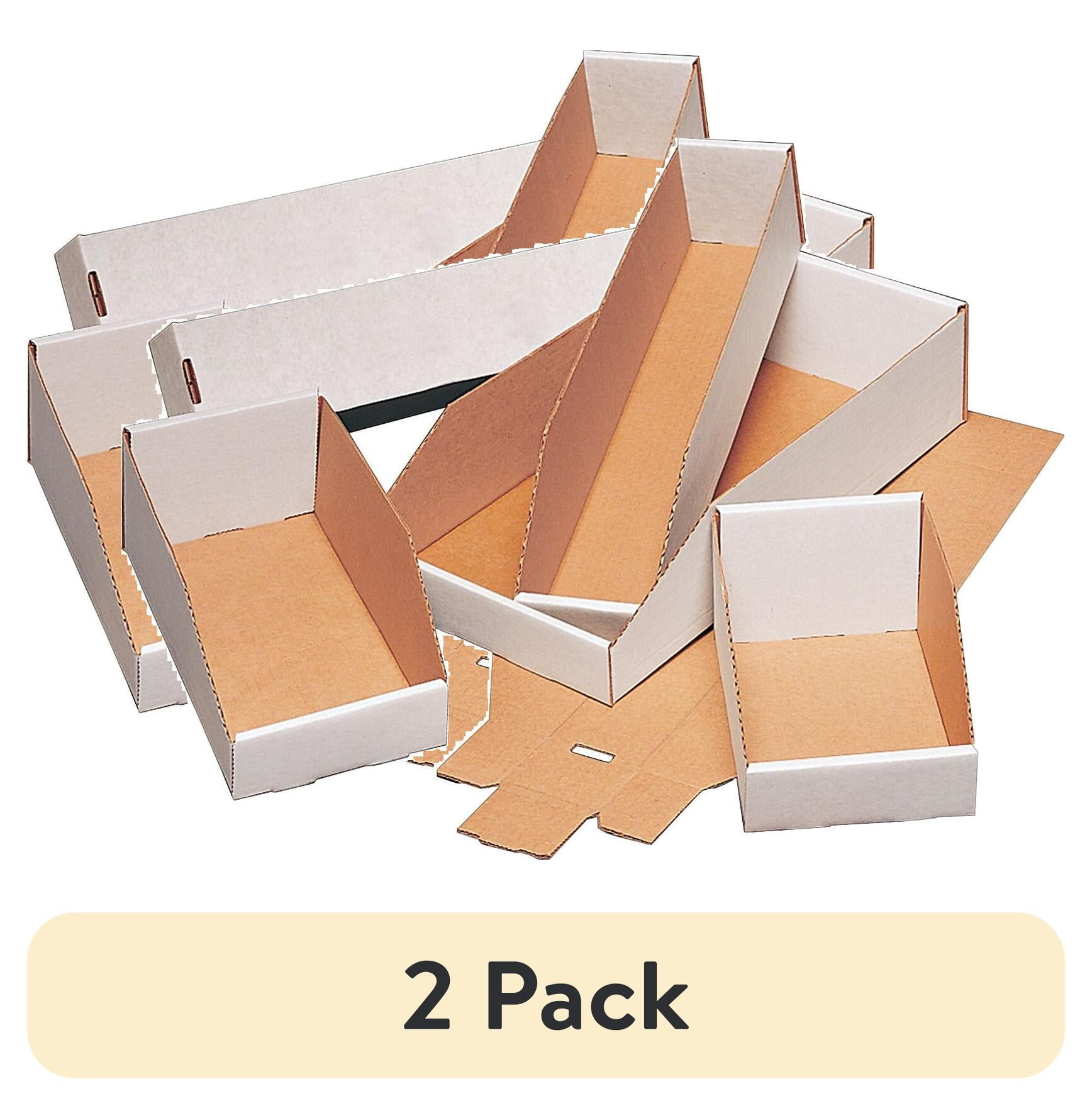 (2 pack) Open Top White Corrugated Bin Box, 10" x 18" x 4-1/2", Lot of ...