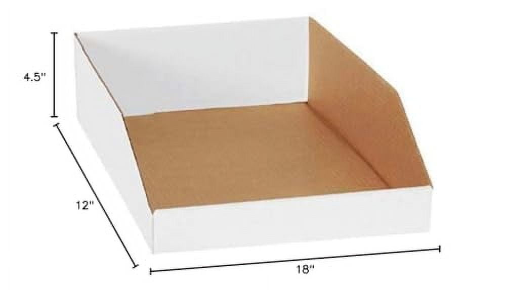 Open Top White Corrugated Bin Box, 12" x 18" x 4-1/2", Lot of 50 ...
