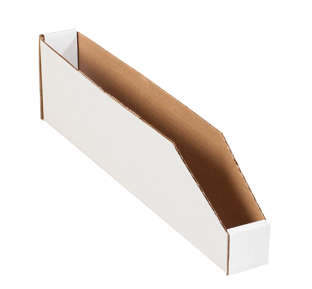 Open Top White Corrugated Bin Box, 2" x 18" x 4-1/2", Lot of 50 ...