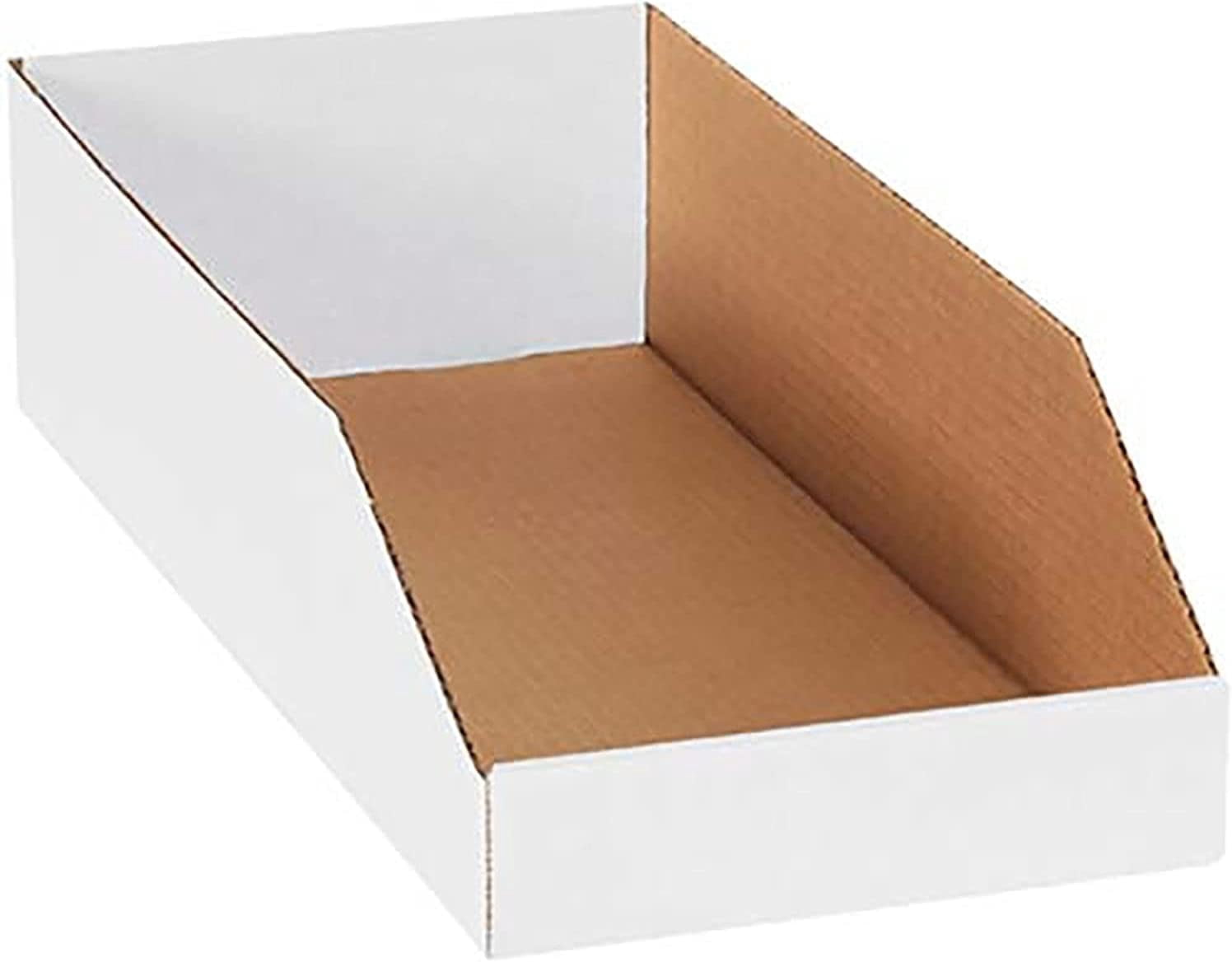 Open Top White Corrugated Bin Box, 8" x 18" x 4-1/2", Lot of 50 ...
