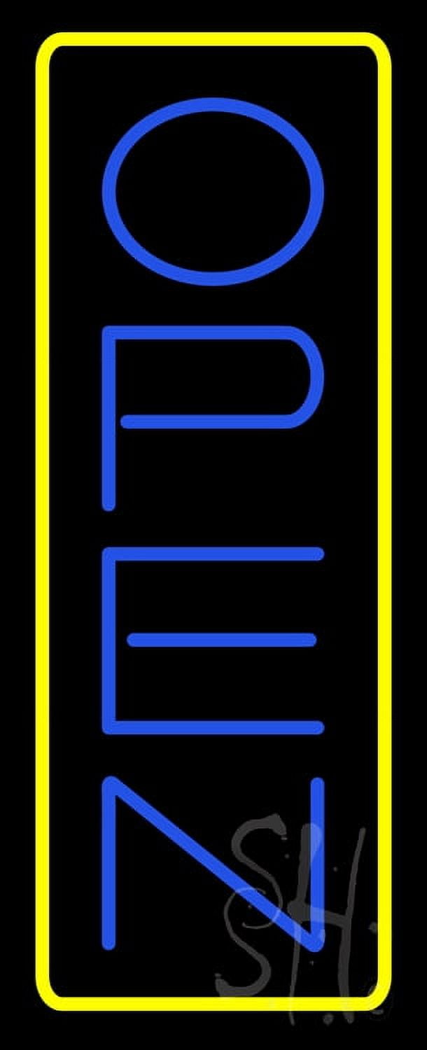 Open - Vertical Blue Letters with Yellow Border LED Neon Sign 24 x 10 ...