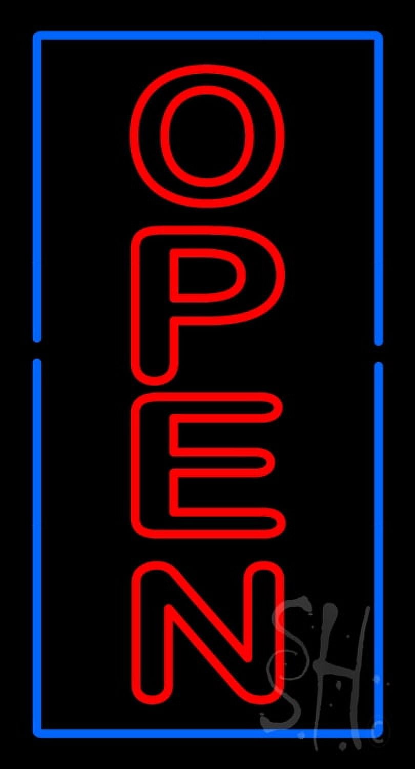 Open - Vertical Extra Large LED Neon Sign 24 x 13 - inches, Clear Edge ...