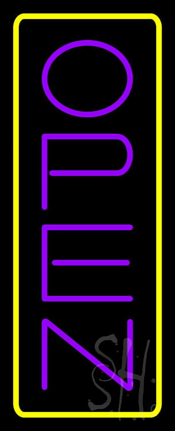 Open - Vertical Purple Letters with Yellow Border LED Neon Sign 24 x 10 ...