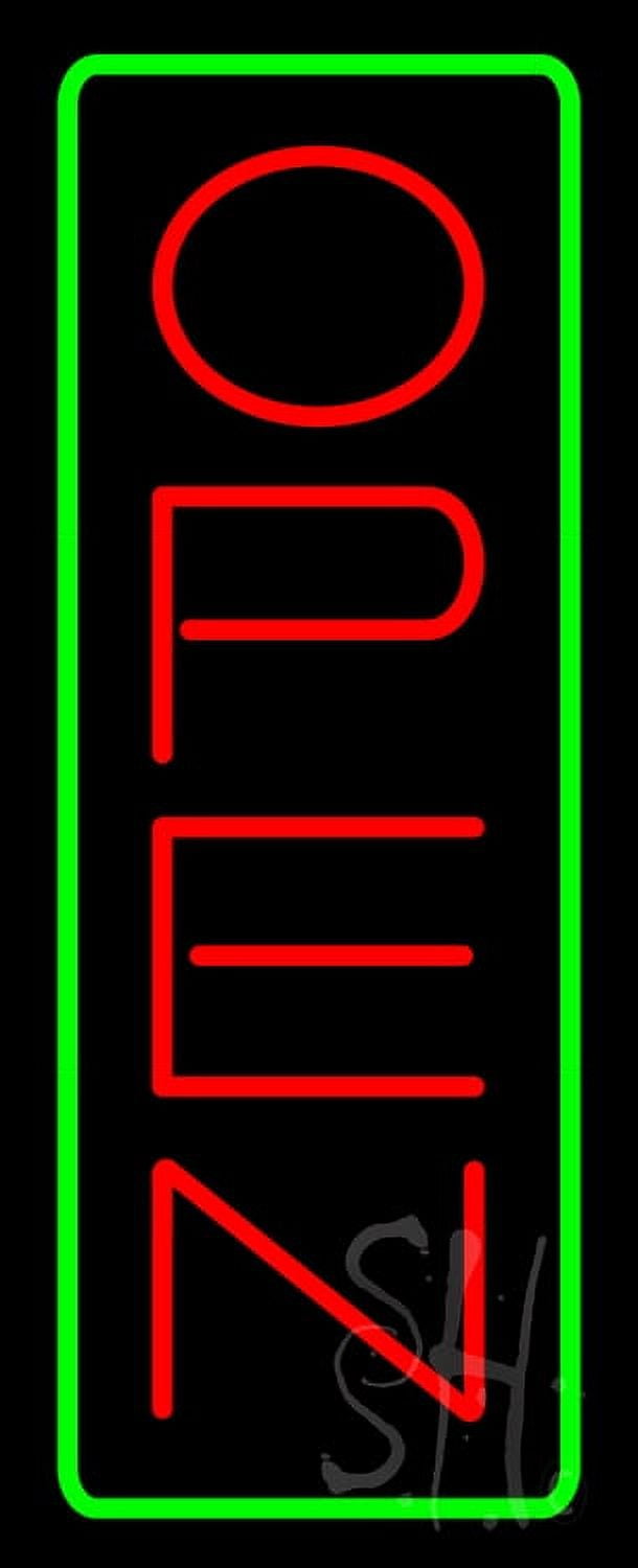 Open - Vertical Red Letters with Green Border LED Neon Sign 24 x 10 ...