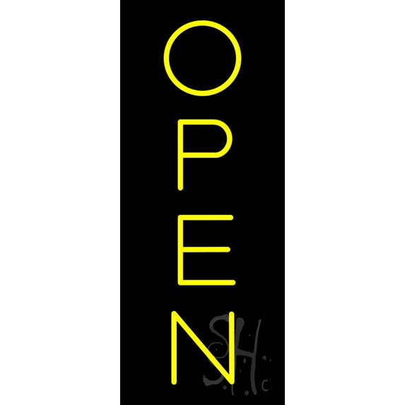 Open Vertical Yellow LED Neon Sign 24 x 10 - inches, Clear Edge Cut ...