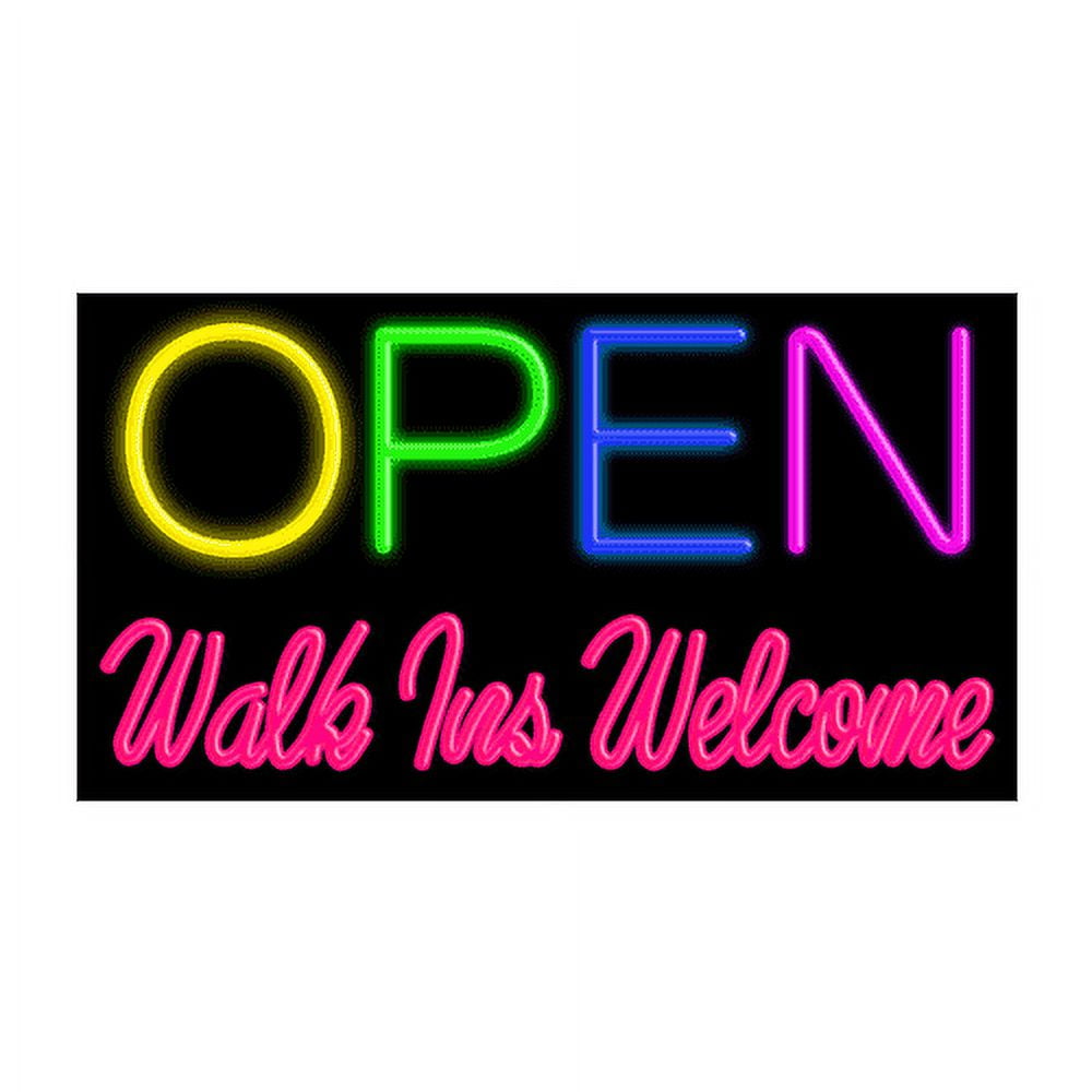 Open Walk Ins Welcome-Glass Neon Sign Made in USA - Walmart.com