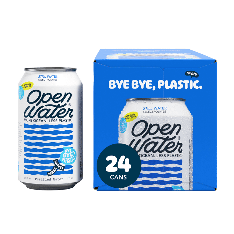 Open Water Still Canned Water with Electrolytes in 12 oz Aluminum Cans 2 Cases 24 cans Still BPA free and Eco friendly