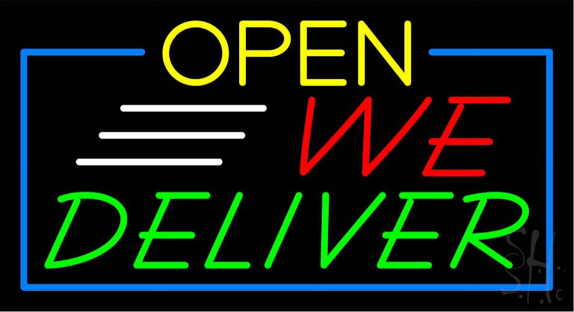 Open We Deliver LED Neon Sign 13 x 24 - inches, Clear Edge Cut Acrylic ...